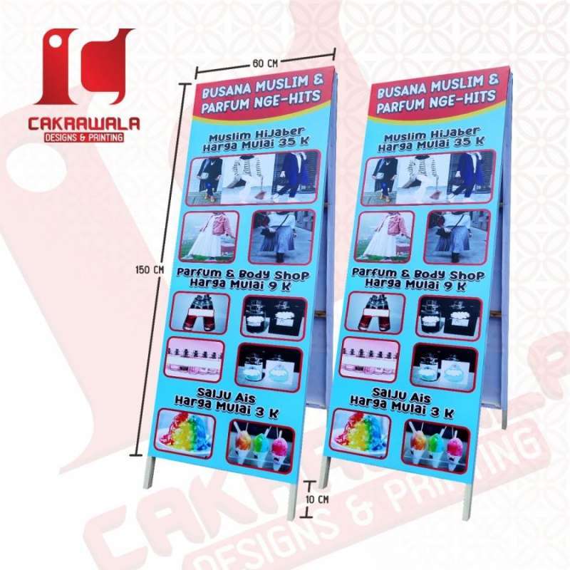 Jual Stand Banner Kayu Ukuran 60 X 160 - Segitiga Banner Kayu - 2 Sisi ...