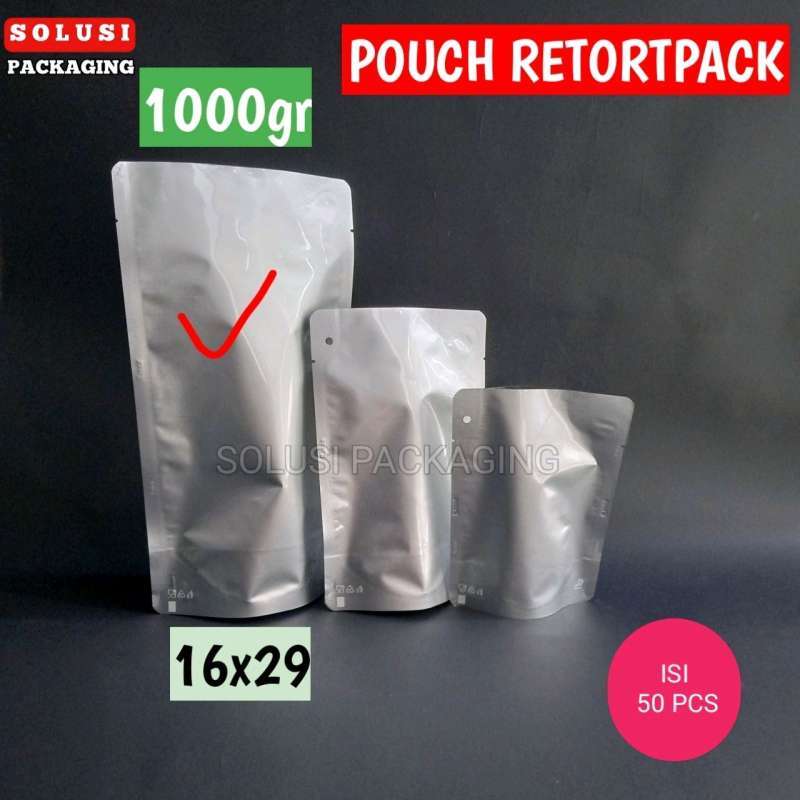 Jual isi 50 PCS POUCH RETORTPACK 1000gr KEMASAN ALUFOIL BISA DIREBUS ...