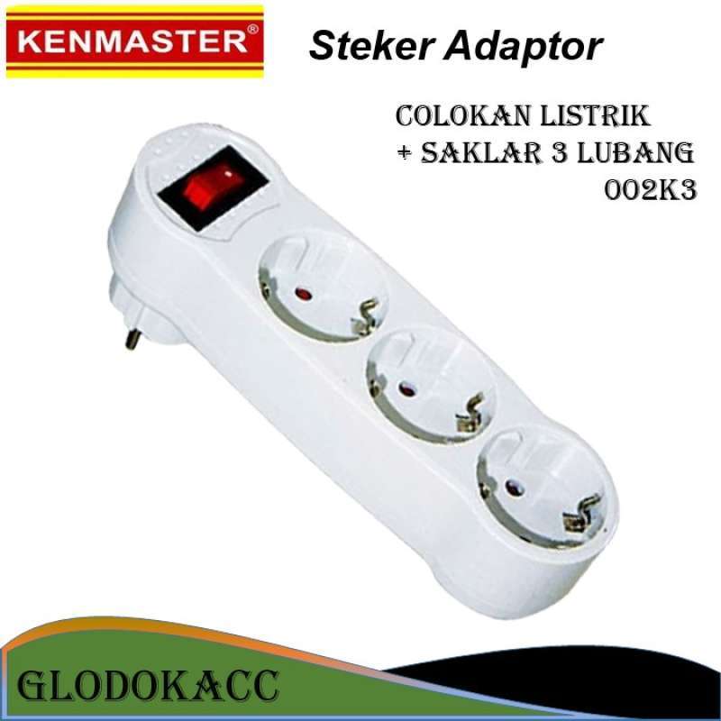 Jual Steker Colokan Listrik 3 Lubang + Saklar / Kenmaster Plug Adaptor ...