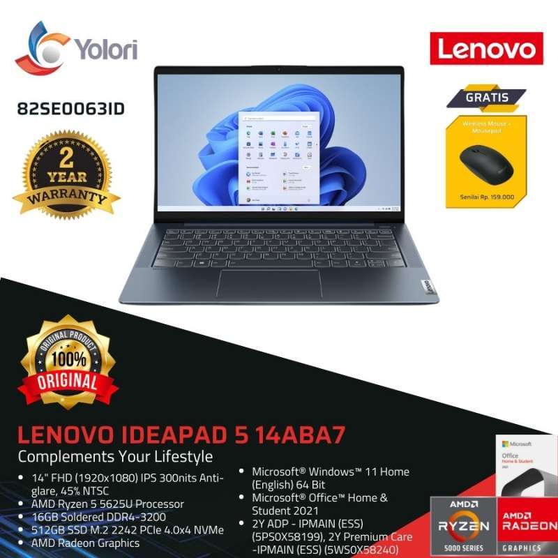 Jual Lenovo IdeaPad 5 14ABA7 [R5-5625U, 16GB, 512GB, AMD Radeon ...