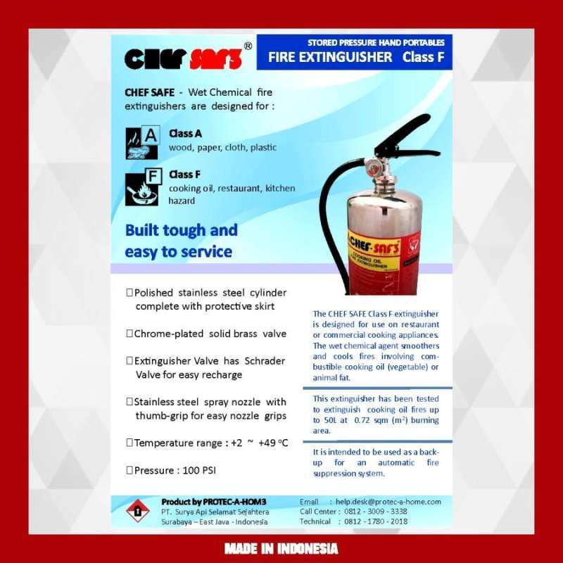 Jual Apar Dapur / Restaurant untuk kebakaran Minyak Goreng|Chef Safe di ...