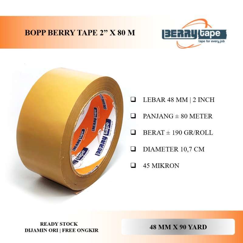 Jual 80 meter x 48 mm Isolasi Lakban Opp Berry Strong Quality Adhesive ...