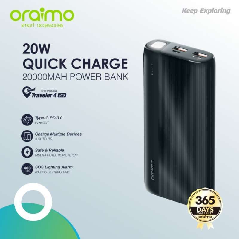 Promo Oraimo Traveler 4 Pro Powerbank 20000mAh Quick Charge OPB-P204DQ ...