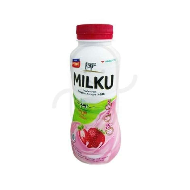 Jual Milku Susu Uht Rasa Strawberry 200 Ml Botol Di Seller Apotek ...