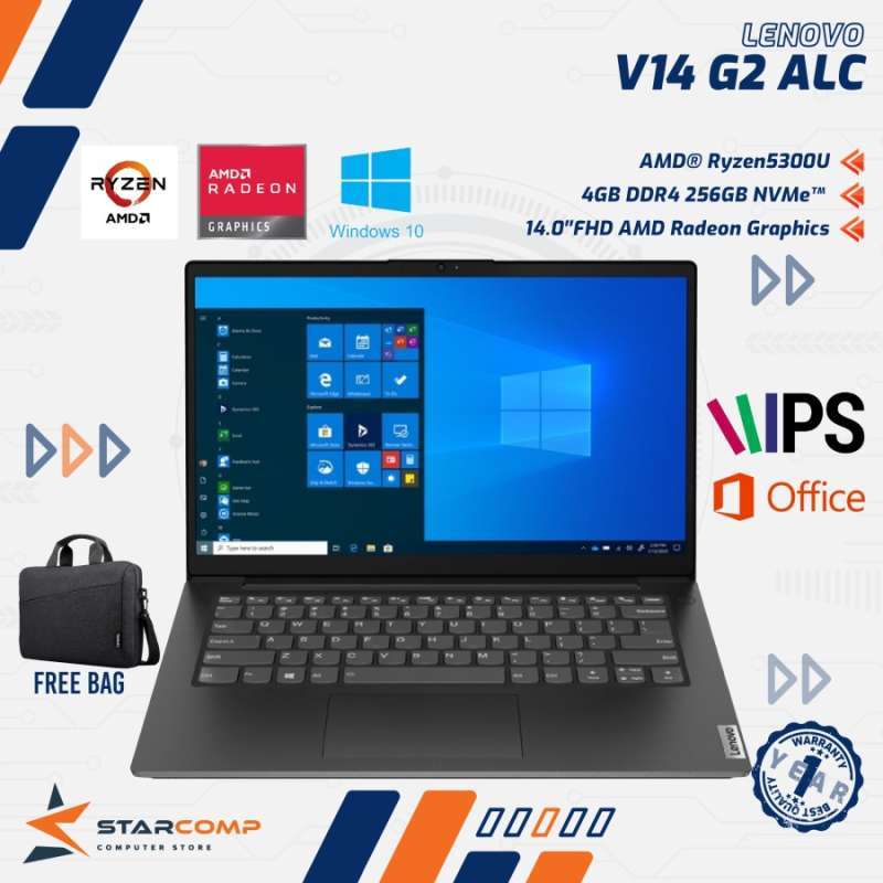 Jual LENOVO V14 G2 ALC AMD Ryzen 3 5300U 8GB 256GB SSD 14 HD W10 OHS di ...