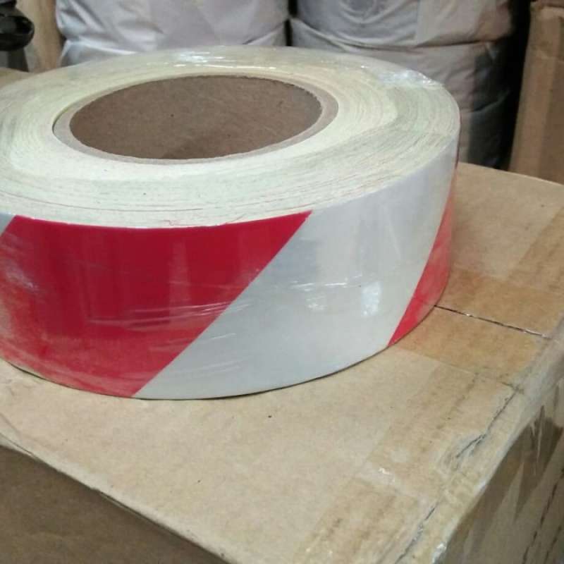 Promo stiker reflective police line 2x 45meter/scotlite merah putih ...