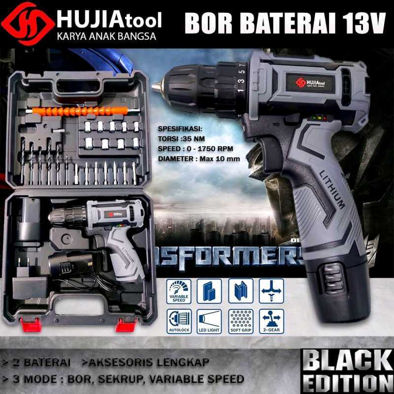 Jual Mesin bor baterai 13v HUJIA cordless drill 10mm fullset Dan fitur ...
