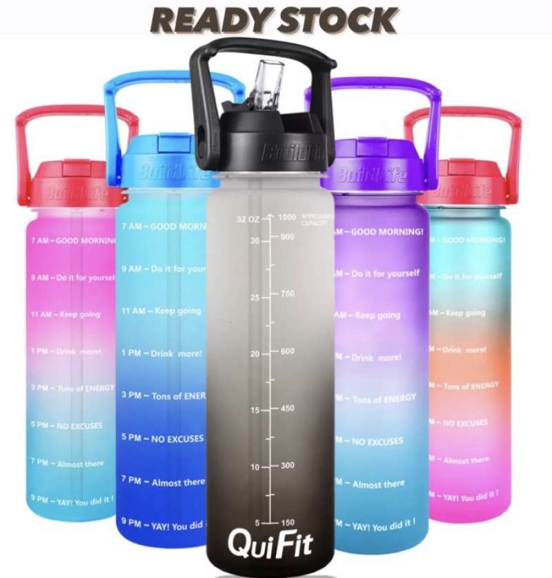 Jual Ready Stock - Quifit Botol Minum 1 L With Handle N Straw di Seller ...