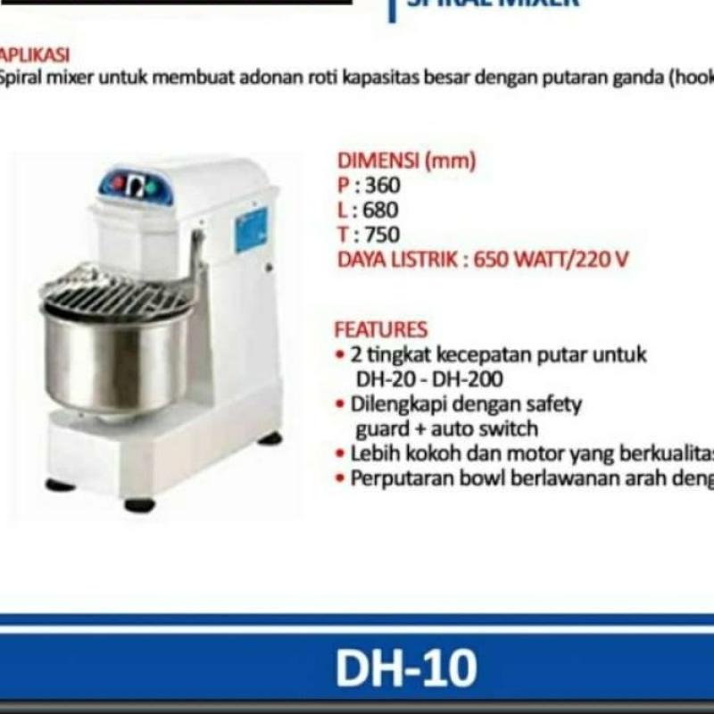 Jual SPIRAL MIXER GETRA DH-10 MESIN MEMBUAT ADONAN ROTI 10L TIPE LAMA ...