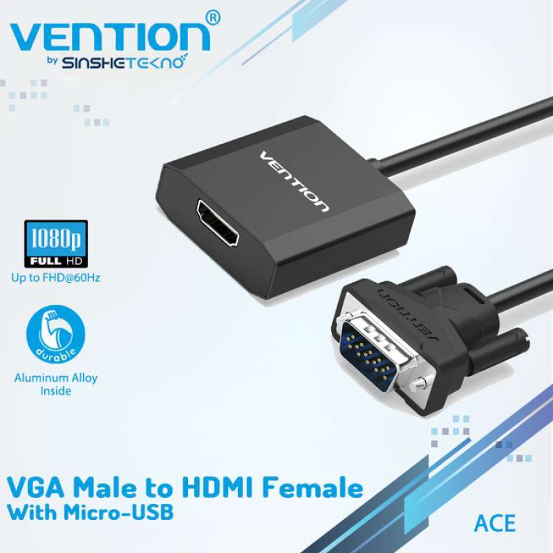 Jual Vention [ACEB0] Converter VGA to HDMI Adaptor With Micro USB Power ...