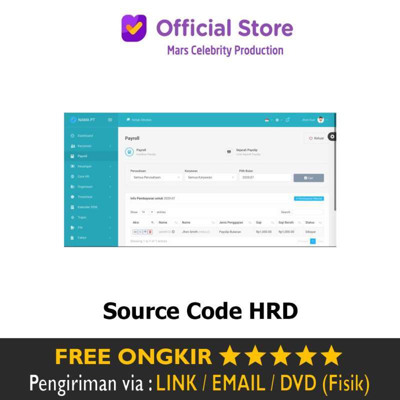 Jual Source Code Aplikasi HRD HRIS Payroll Penggajian Absensi Cuti Karyawan Premium Berbasis ...