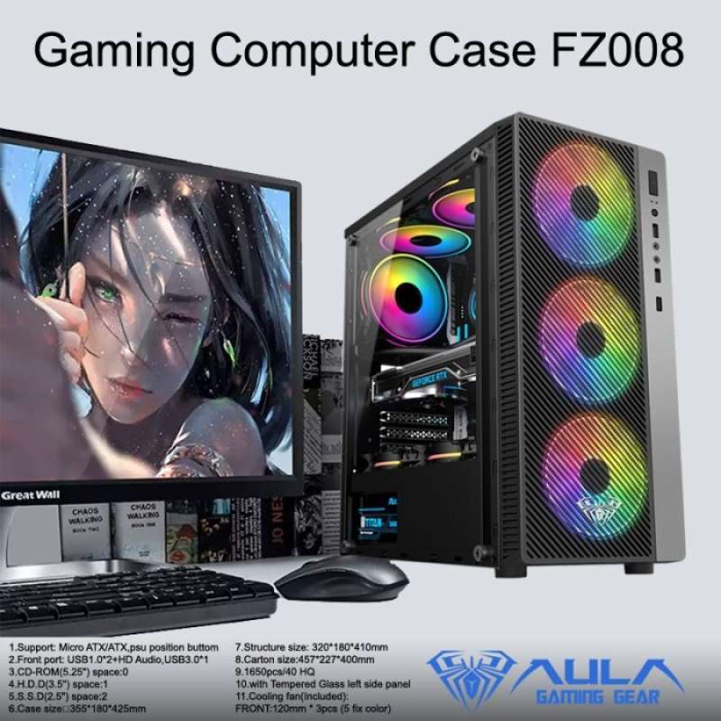 Promo Casing Pc Gaming / Komputer Gaming Aula Turbine Fz008 Include ...