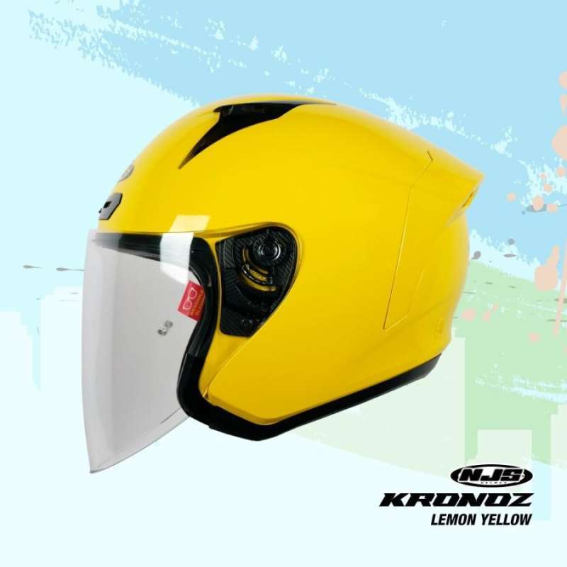 Jual HELM NJS KRONOZ LEMON YELLOW GLOSSY KUNING GLOSS ORIGINAL SNI ...