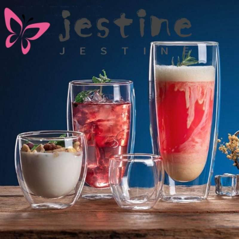 Jual Jestine Gelas Transparan Dinding Ganda Untuk Minum Tehwhiskeykopi Espr di Seller ...