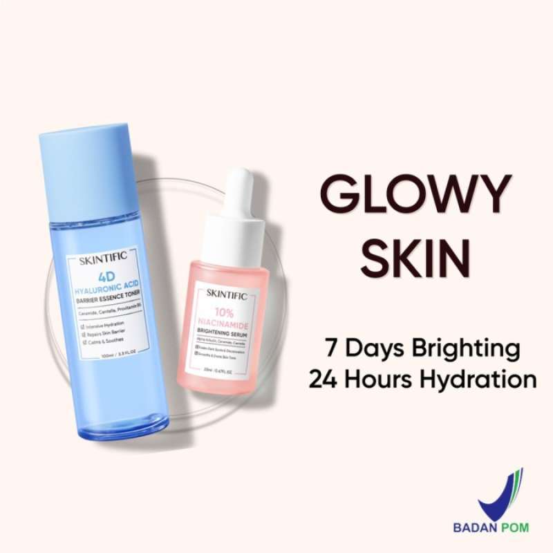 Jual SKINTIFIC Glowing Skin Set Niacinamide Serum +4D Hyaluronic Toner ...