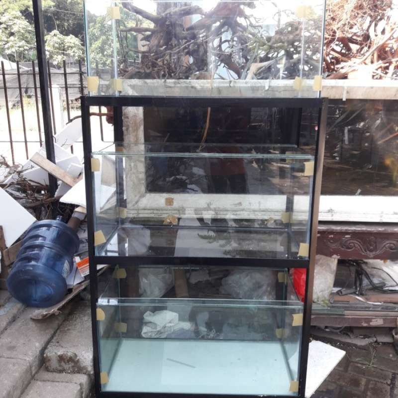 Promo PAKET AQUARIUM 80X40X40 KACA FULL 5 MILI .3 PCS+RAK 80X40 .3 ...