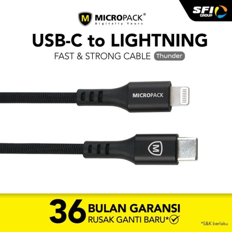 Jual Micropack Cable Thunder USB-C To Lightning 120cm Black di Seller ...