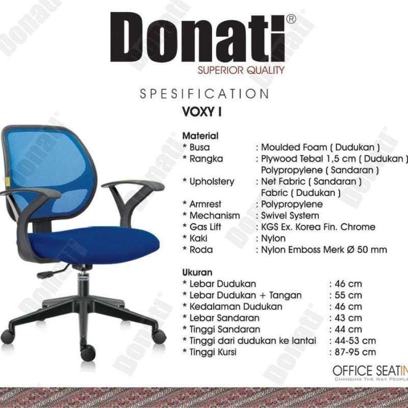 Jual Kursi Kerja Kursi Kantor Donati Decco Voxy I Black Model Jaring Di ...