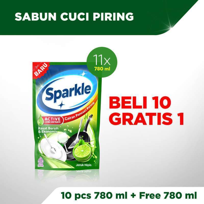 Jual Bandung - (SPECIAL PROMO DISC 10%) Sparkle Jeruk Nipis Sabun Cuci Piring [780ml/10+1 pcs ...