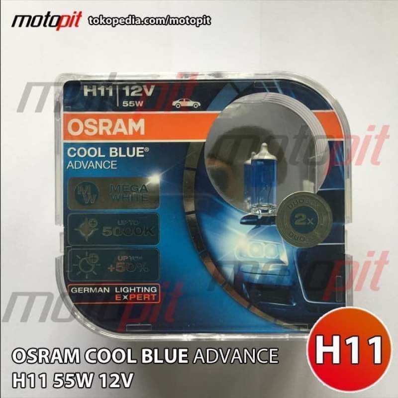 Jual Osram CBA H11 Cool Blue Advance 5000K 12V 55W Lampu Halogen Putih ...