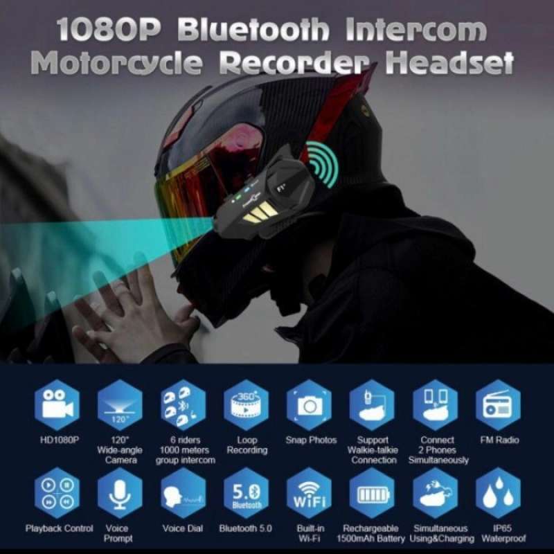 Promo Intercom Freedconn F1 Plus Bluetooth Helm Hd Camera 6 Rider ...