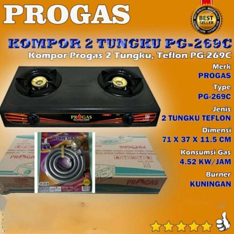 Jual Progas , Pg 269c , Kompor , Kompor Gas 2 Tungku Teflon Di Seller Smartans - Kapuk, Kota ...