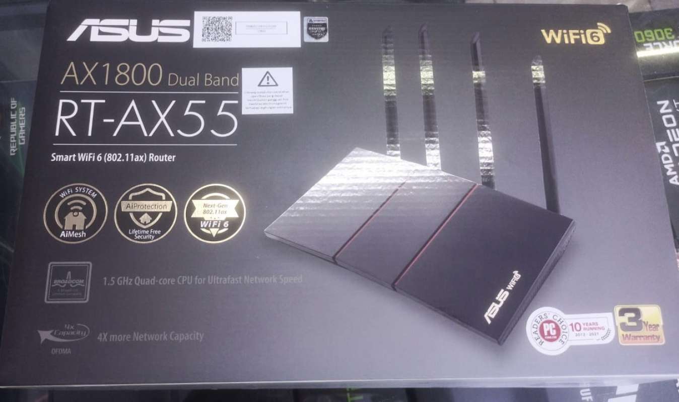 Jual ASUS RT-AX55 AX1800 Dual Band WiFi 6 Gigabit Router Wireless Ai ...