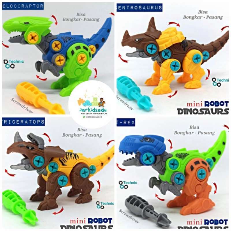 Promo MAINAN DIY DINOSAURUS ROBOT 4IN1 BONGKAR PASANG DINO TOYS ...