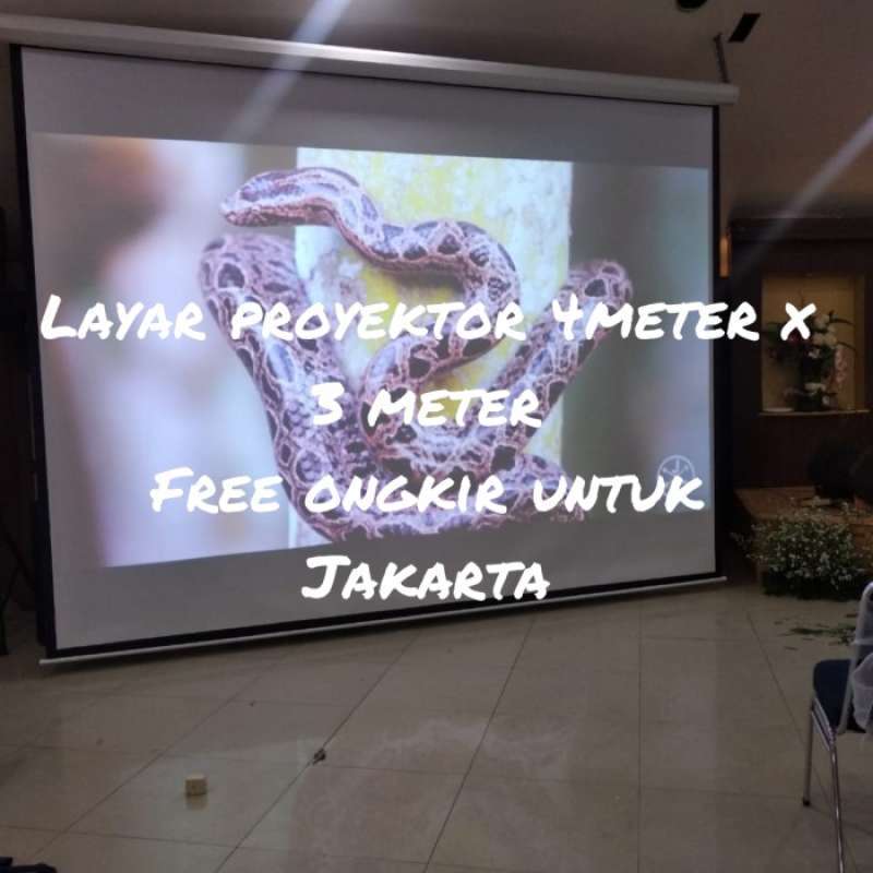 Promo screen-layar proyektor elektrik 200 16:9 remote ukuran 4420mmx ...