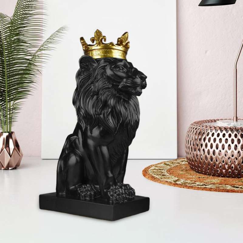 Jual Modern Lion Head Statue Animal Figurine Resin Craft For Desktop ...