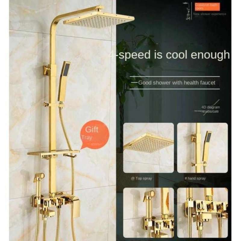 Jual Shower Tiang Panas Dingin Set 4 Fungsi 304 Model Putar di Seller ...
