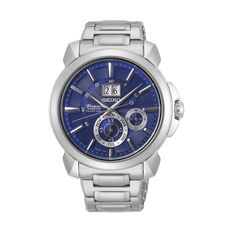 Promo Seiko Premier SNP161P1 Kinetic Blue Dial Stainless Steel Strap ...