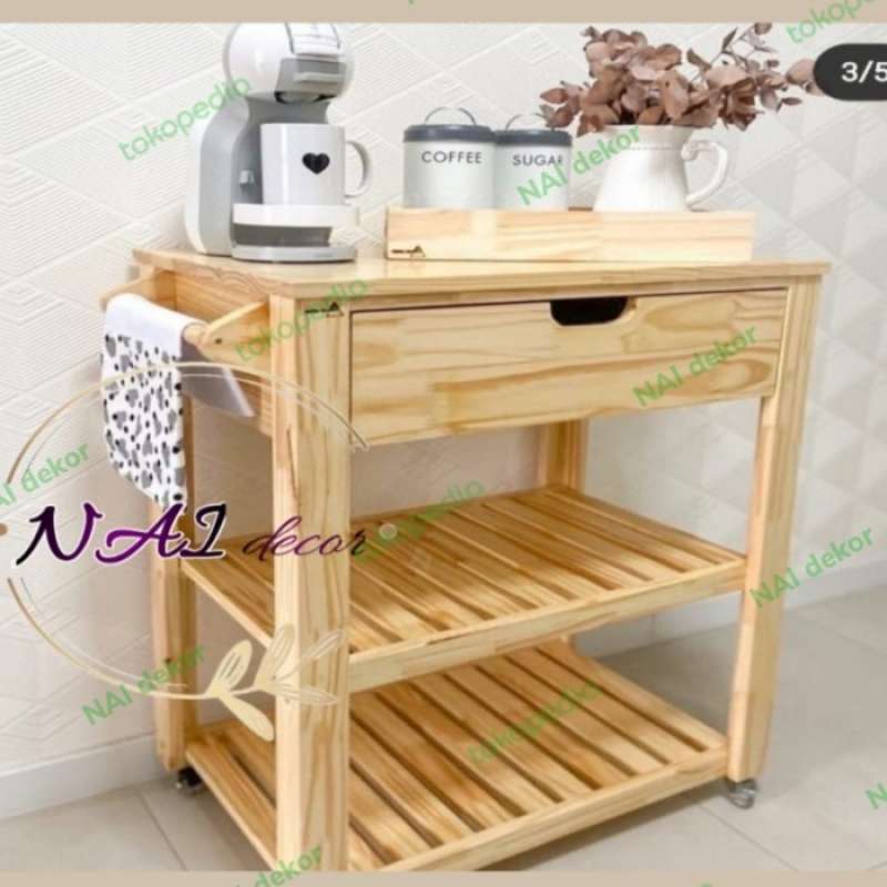 Promo meja laci kayu meja laci kombinasi rak 3 susun meja kayu jati ...
