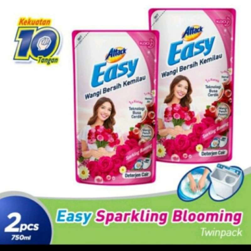 Jual Attack Easy Deterjen Cair sparkling blooming 750 Ml Isi 2 Pcs di ...