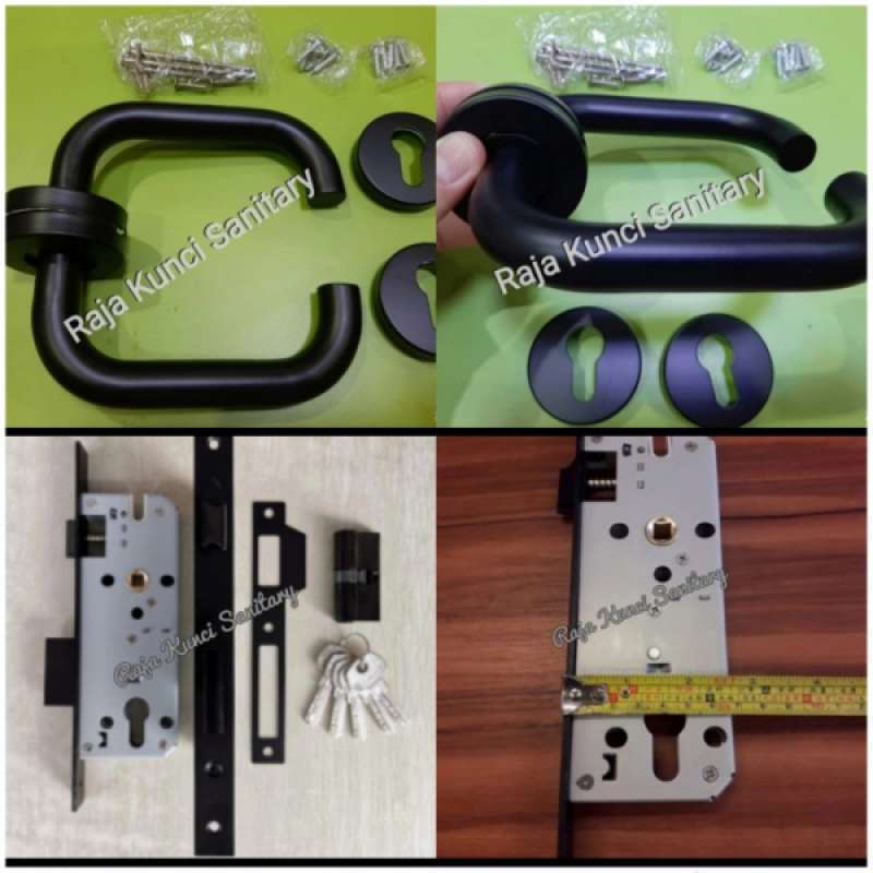 Promo Paket Lengkap Handle Rosete Hitam + Kunci Stainless Sus 304 Black ...