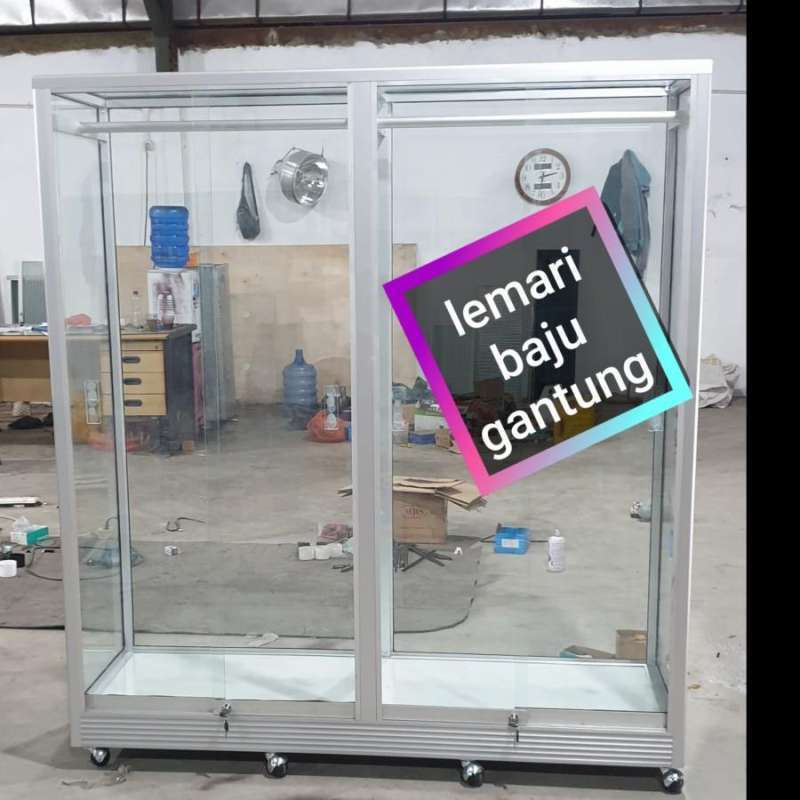 Jual Lemari Baju Gantung 200X50X180Cm Kaca 5 Mili Pintu Geser Etalase ...