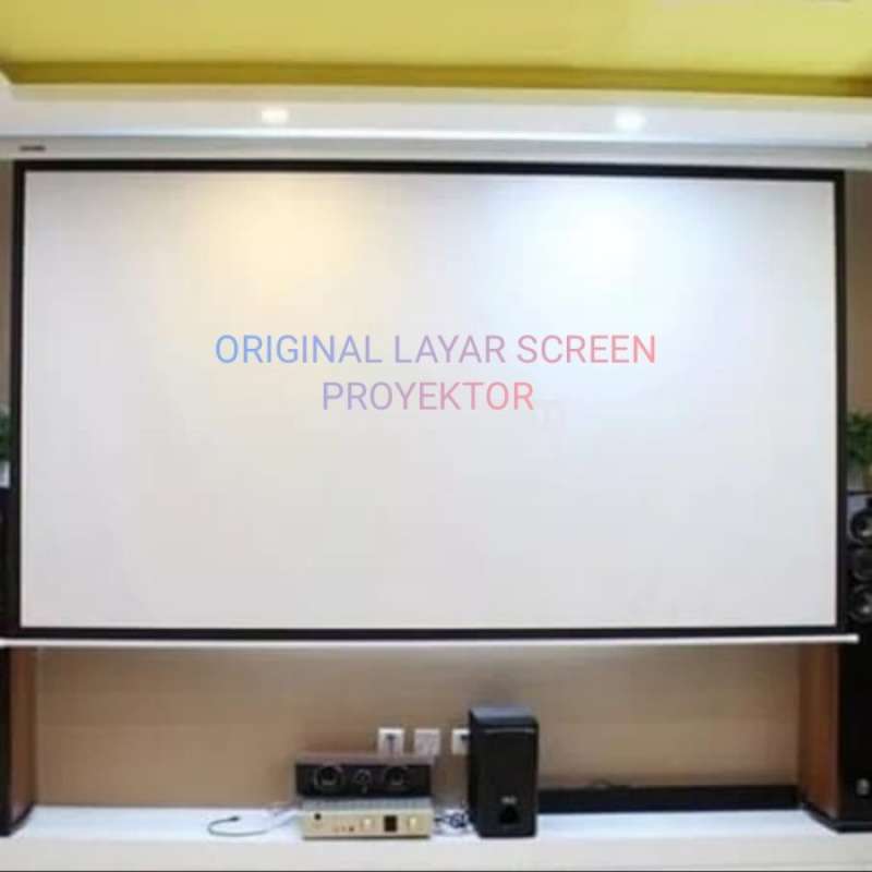 Jual Layar Screen proyektor manual gantung 96 inch world screen- Putih ...