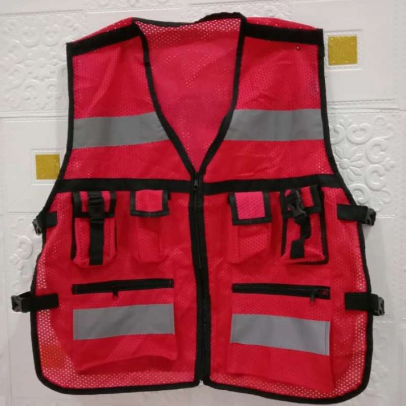 Promo Rompi Proyek Jaring Merah 6 Kantong Diskon 25% di Seller Odettee ...