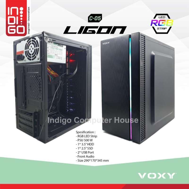 Jual CASING VOXY LIGON C-05 RGB LED STRIP WITH PSU 500W CASE PC ...