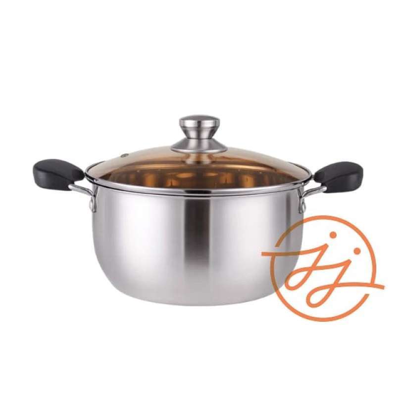 Jual Panci Sup 26cm Stainless TEBAL Soup Pot tutup Kaca sauce pot di ...