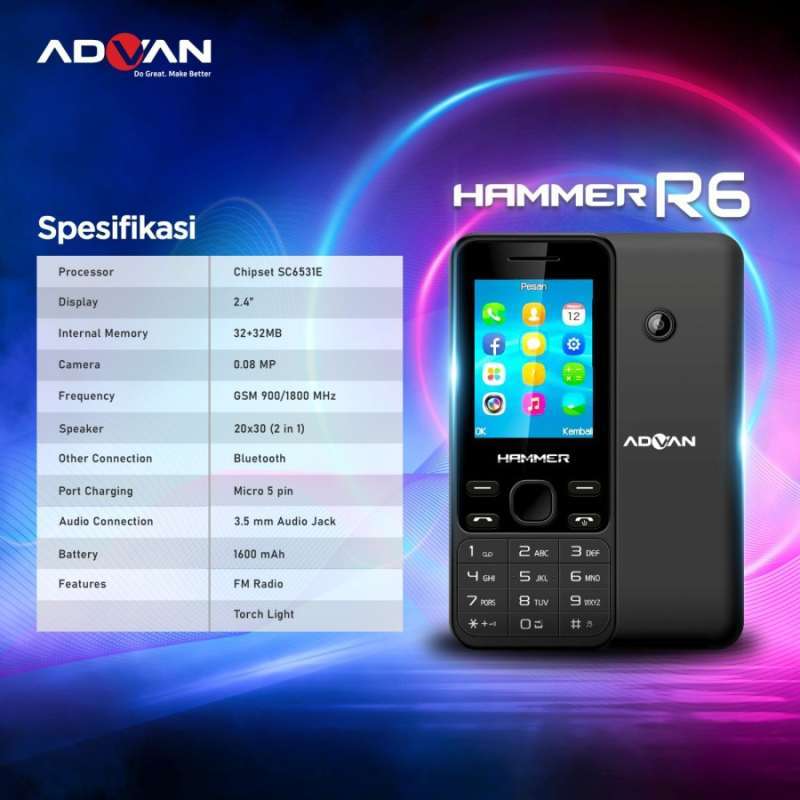 Jual Advan Hammer R6 Feature Phone Candybar Hp Murah Garansi Resmi Di ...