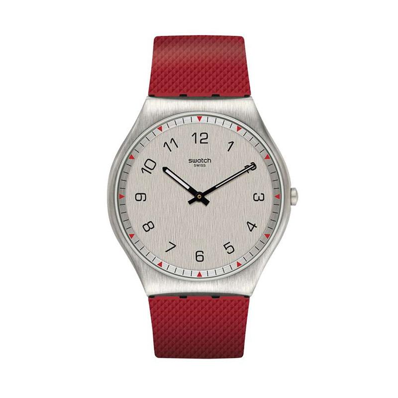 Jual Swatch Skinrouge Men Grey Dial Red Rubber Strap Watch [ss07s105 ...