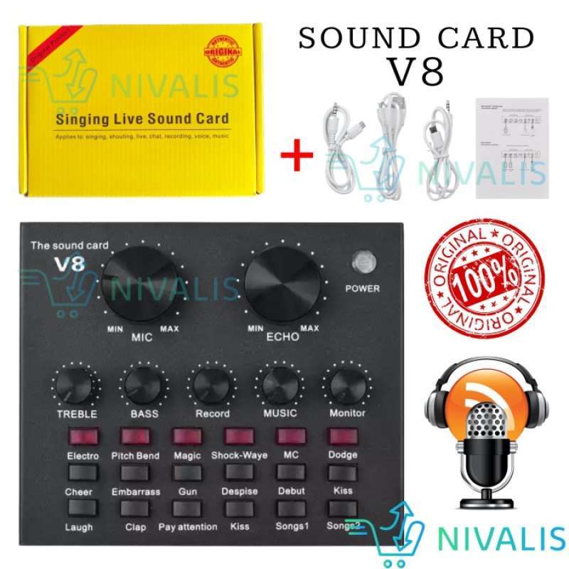 Promo Tanpa Merk SOUND CARD V8 LIVE STREAMING MICROPHONE HEADSET AUDIO ...