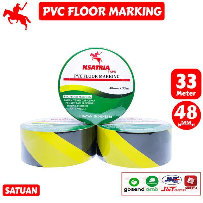 Jual Pvc Floor Marking / Police Line Kuning Hitam Ksatria Tape 33 Meter ...