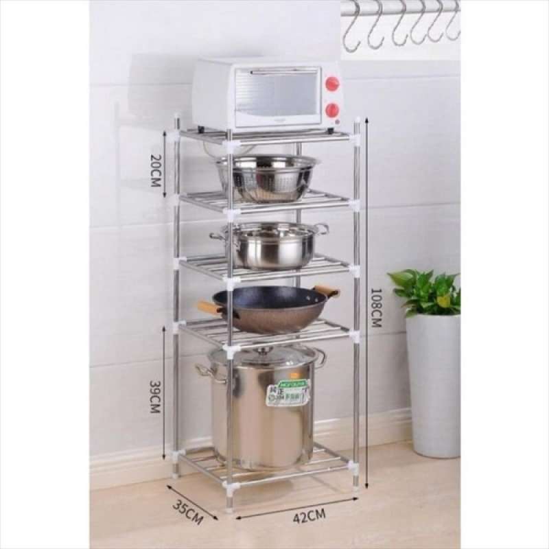 Jual Rak Dapur Stainless 5 Susun Multifungsi Kitchen Rack Tempat Panci ...