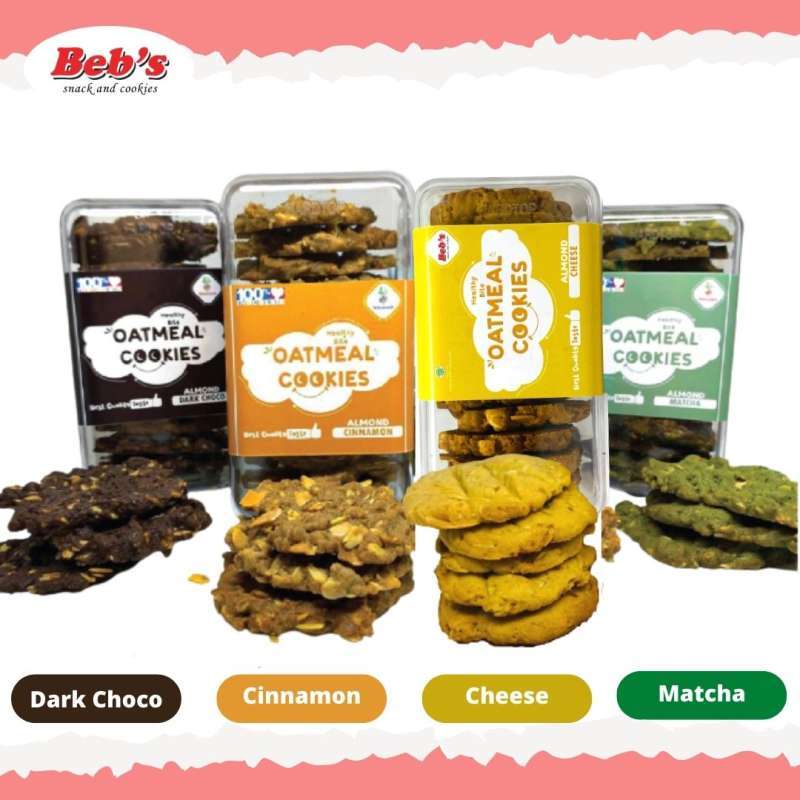 Jual Oatmeal Almond Cookies/kue Gandum/healthy Snack /230 Gram ...