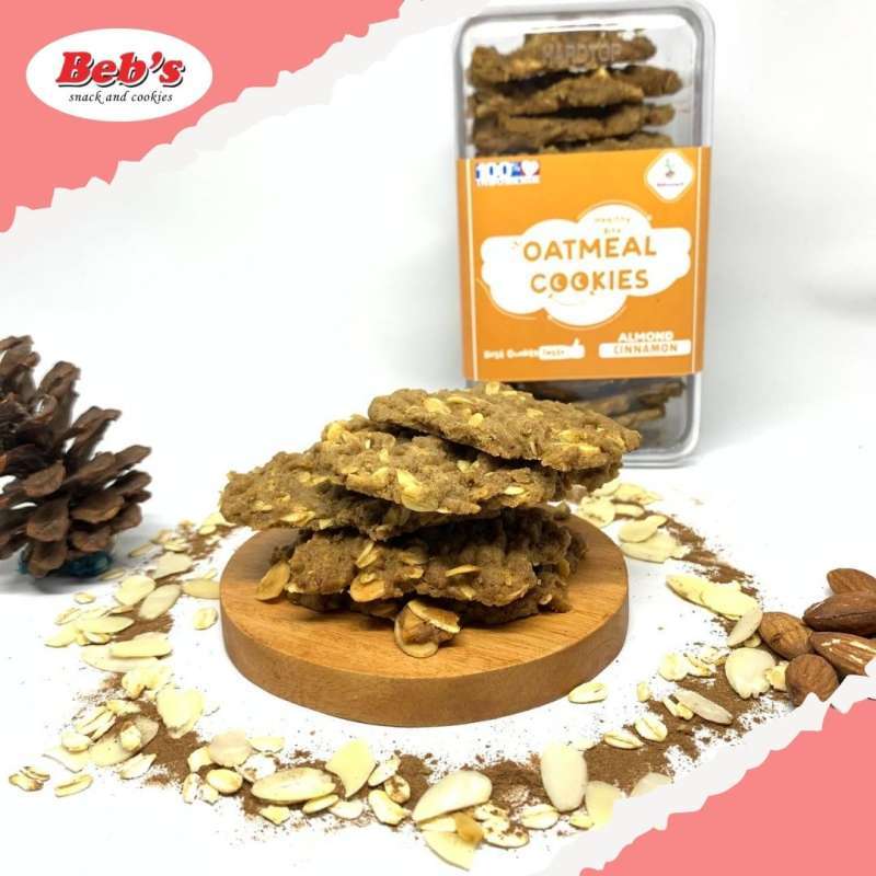 Jual Oatmeal Almond Cookies/kue Gandum/healthy Snack /230 Gram ...