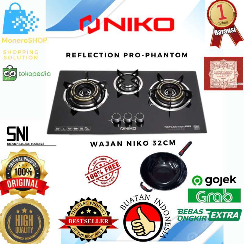 Jual Niko Kompor Gas Tanam 3 Tungku Kaca - Reflection Pro Phantom Black ...