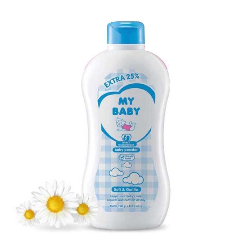 Promo My Baby Bedak Bayi Biru [150 g] + My Baby Powder Soft Gent 38 g ...