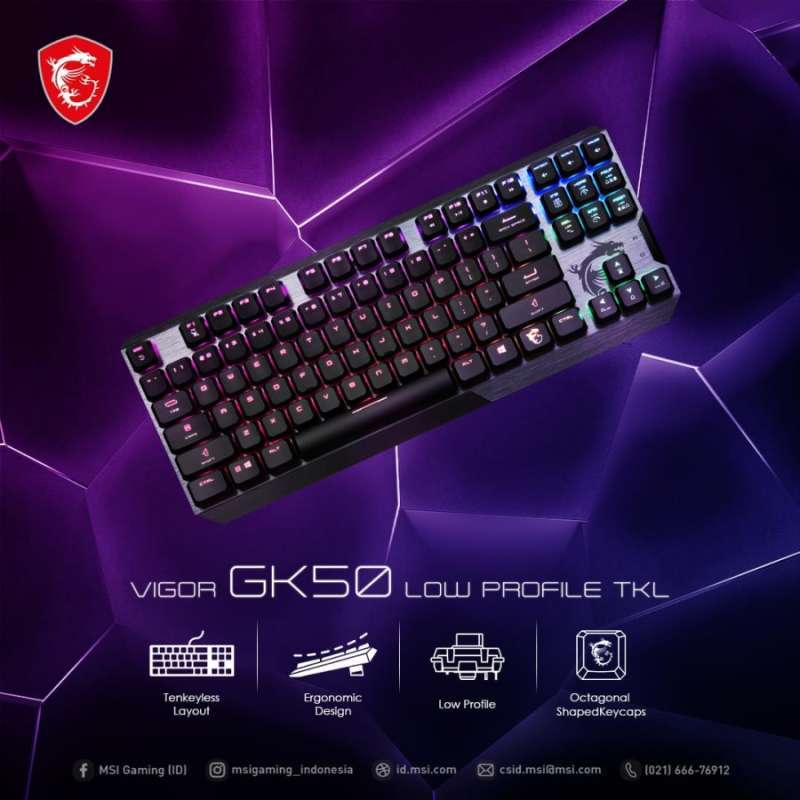 Jual MSI Vigor GK50 RGB TKL Low Profile Mechanical Gaming Keyboard di ...